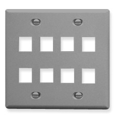 ICC IC107FD8GY Grey Double Gang 8 Port Keystone Wall Plate